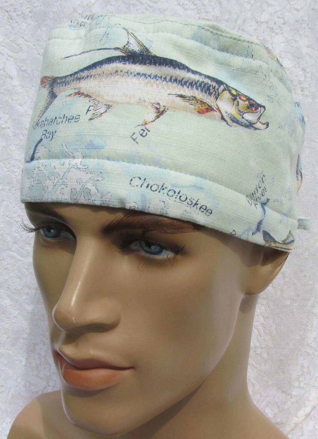 Tarpon Fish Scrub Cap, Chemo Cap, Chef Hat With a Cotton Terry Cloth ...
