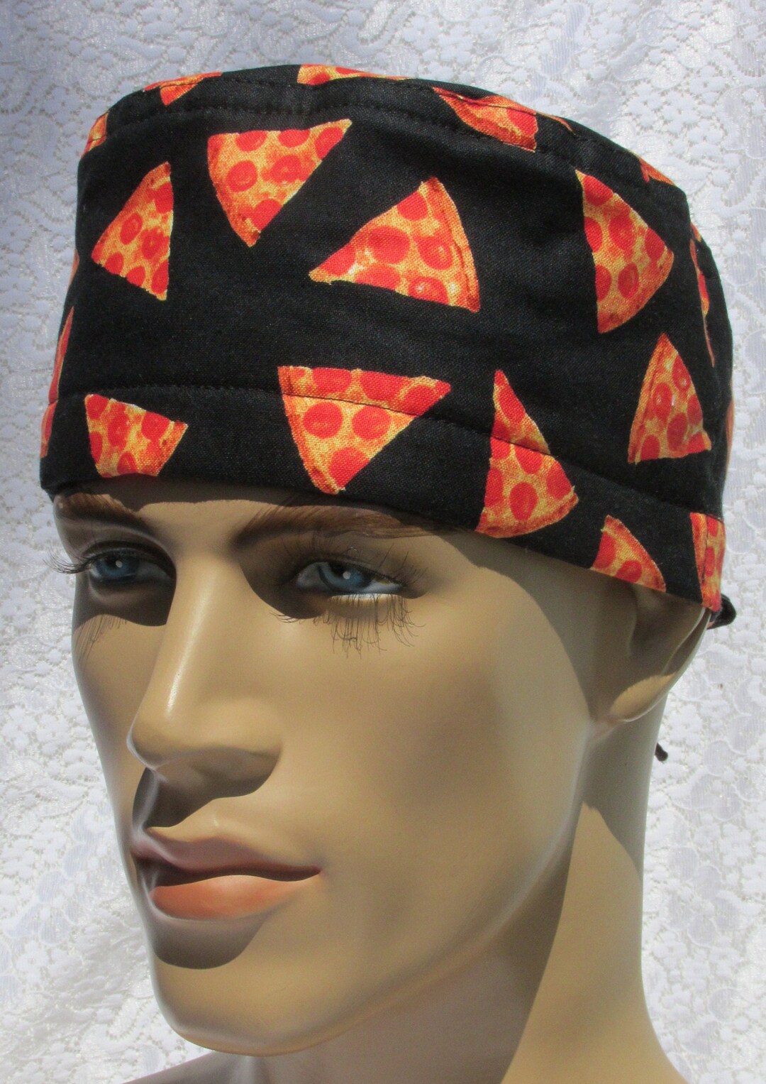 Handmade Pepperoni Pizza Scrub Cap Cancer Hair Loss Hat With Sweatbadnd ...