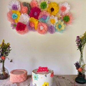 Paper Flowers, Birthday, Backdrop, Birthday Party Babyshower, Garden ...