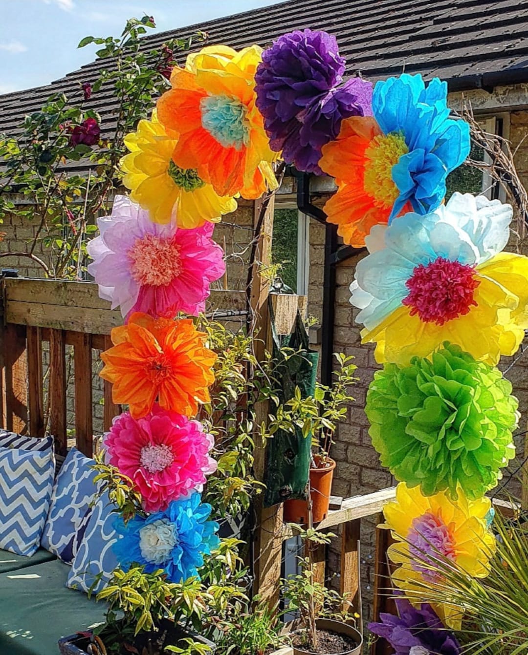 Paper Flowers Rainbow Festival Birthday Party Wedding Paper Flower Wall Backdrop Flowers Festival Decorations Tissue Paper Flowers Etsy UK
