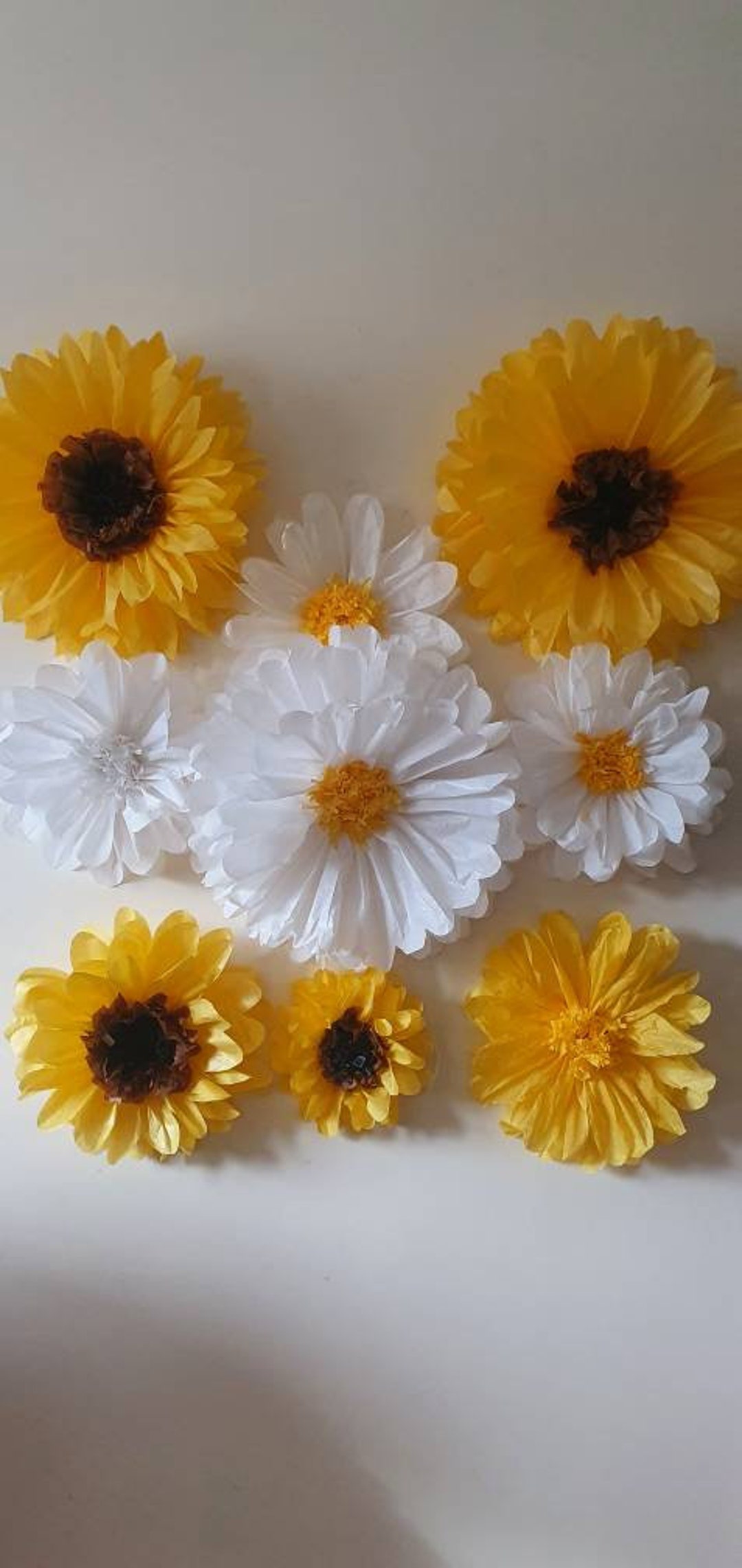 Spring Paper Flower Wall Sunflowers Daisy' Tissue Paper Flowers Wedding ...