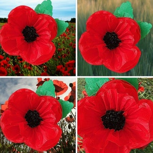 Red Poppy Remembrance Day Paper Flowers, Shop Window Display, Wedding ...