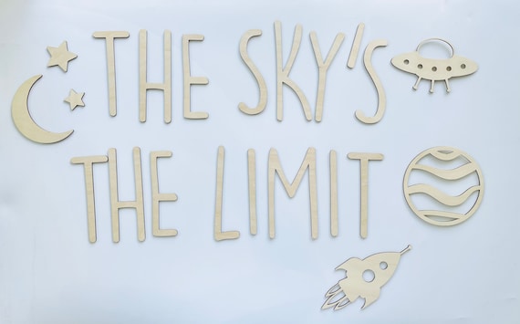 The Sky's the Limit Space Decals Wooden Wall Script - Etsy