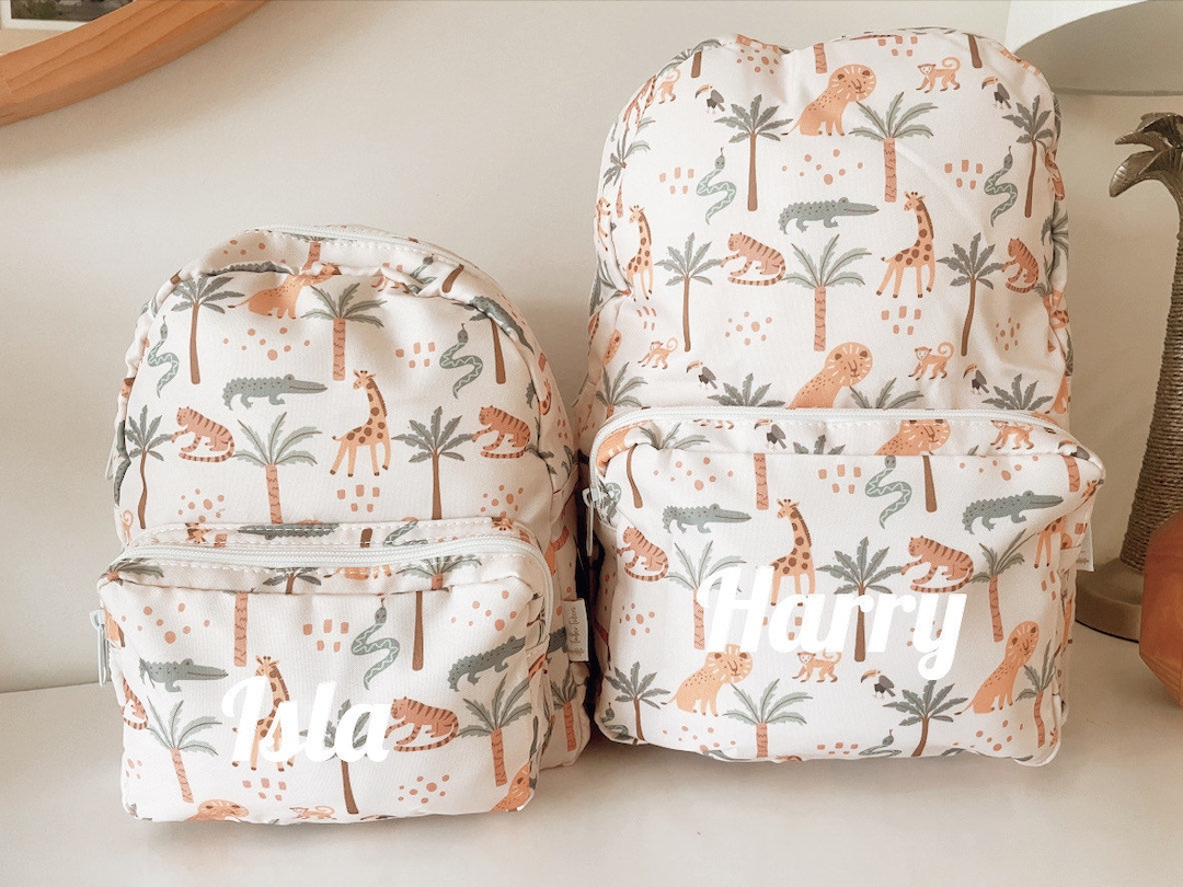 Personalised Kids Backpack – Safari Design | Custom Children's School ...
