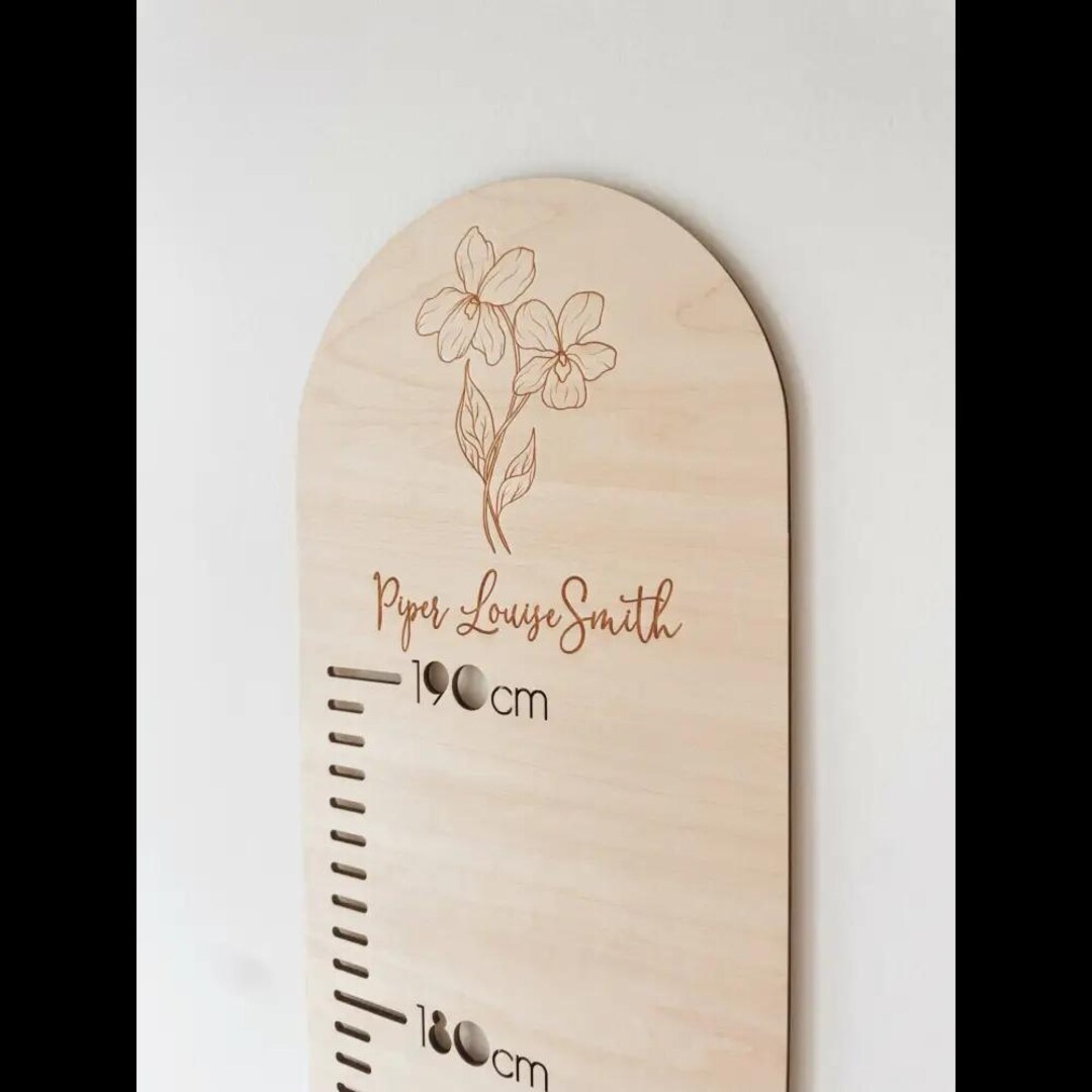 Personalised Birth Flower Growth Chart – Wooden Height Chart | Custom ...