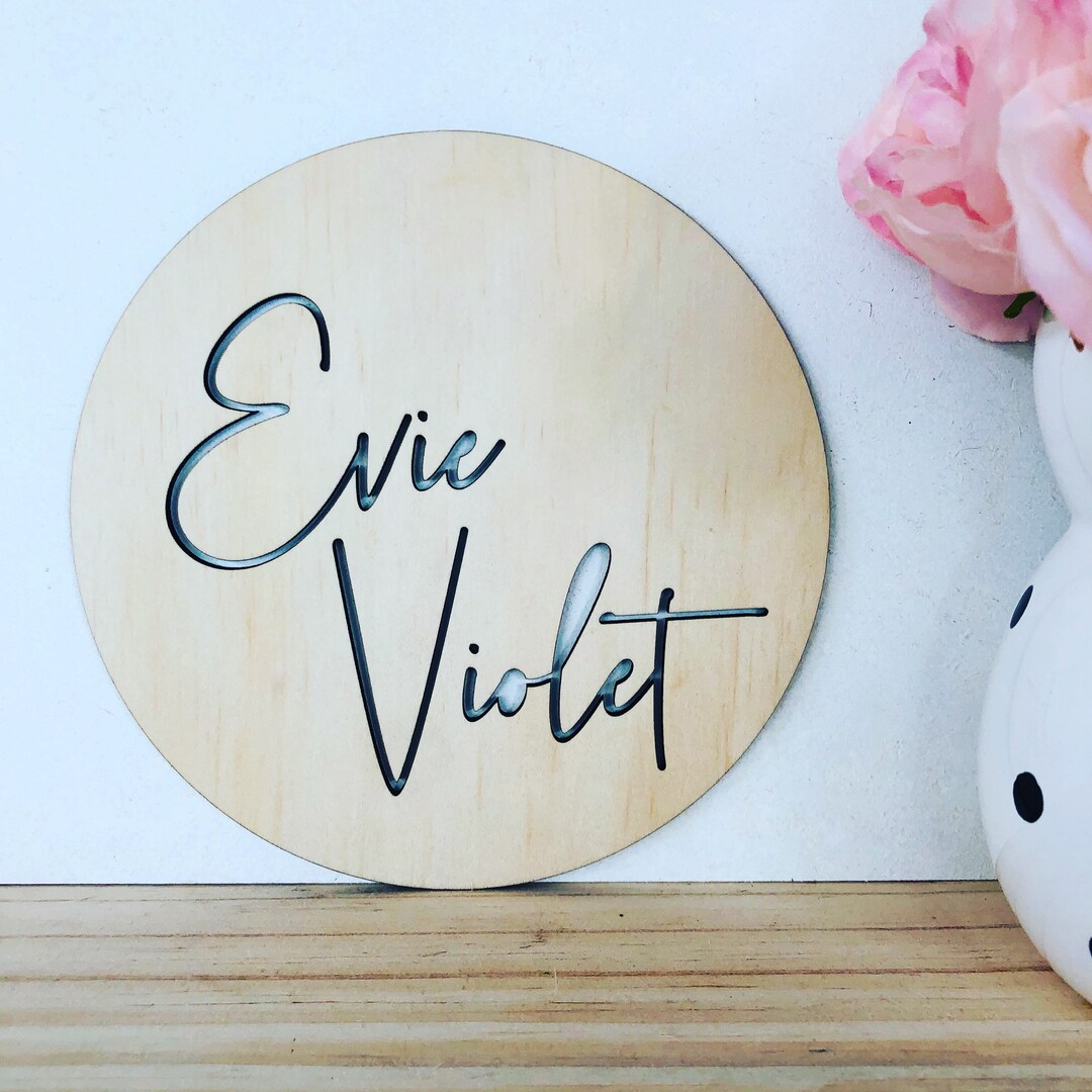 Scandi Wood Name SVG Sign Round Disc Wall Art Decor Nursery Decor Name ...