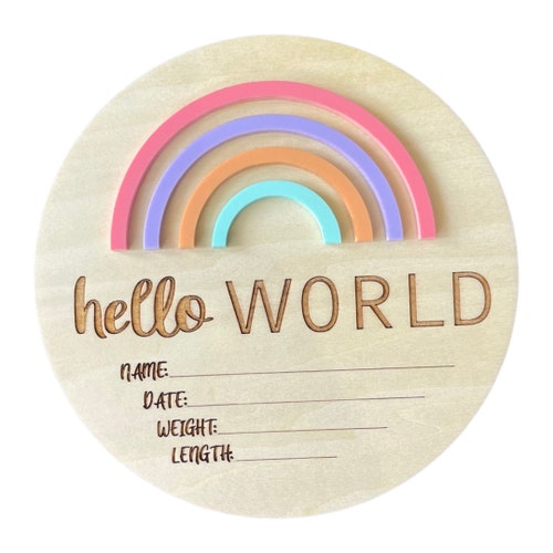Hello World Sign Baby Announcement Hello World Wooden Sign - Etsy