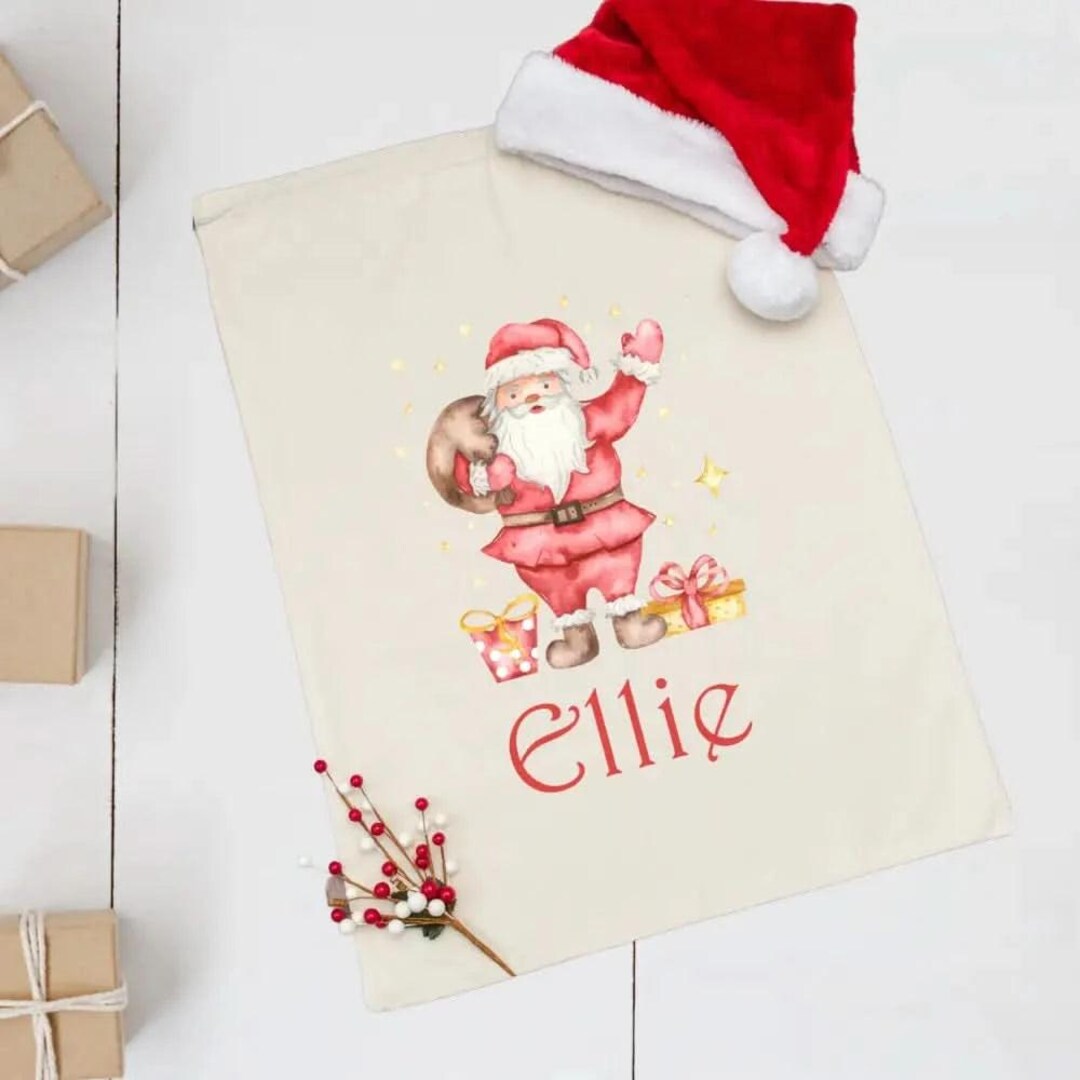 Personalised Linen Santa Sack - Santa - Etsy
