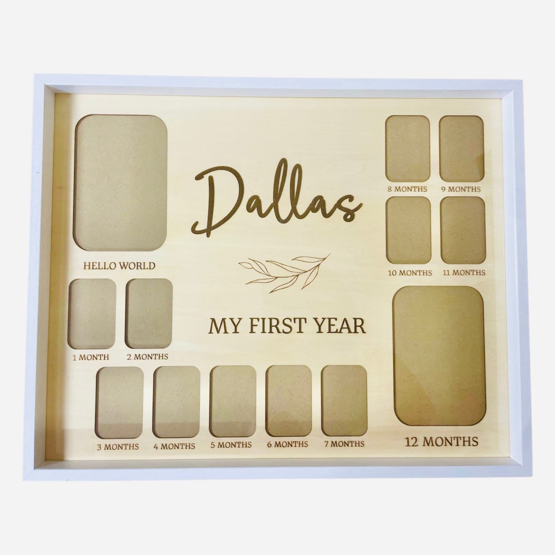 Personalised My First Year Photo Frame – Wooden Baby Milestone Frame ...