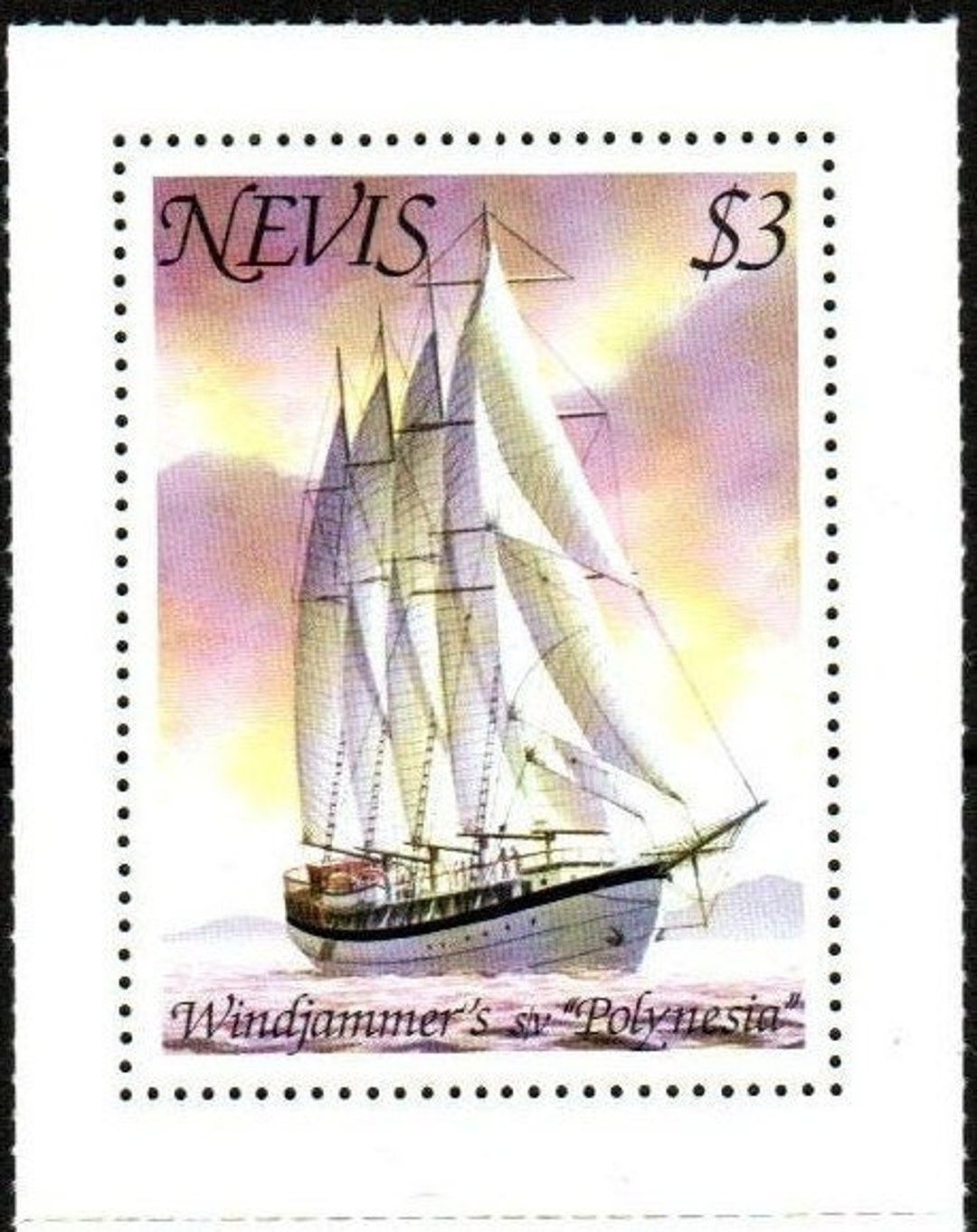 NEVIS 3-dollar WINDJAMMER'S polynesia 1980 Windjammer Tete Beche Single ...