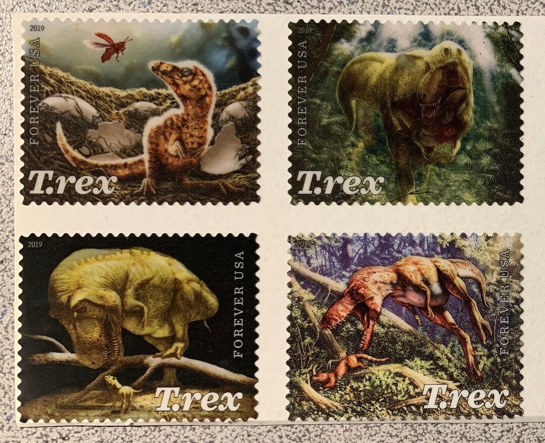 TYRANNOSAURUS REX T.rex 2019 Block of Four Forever Stamps - Etsy