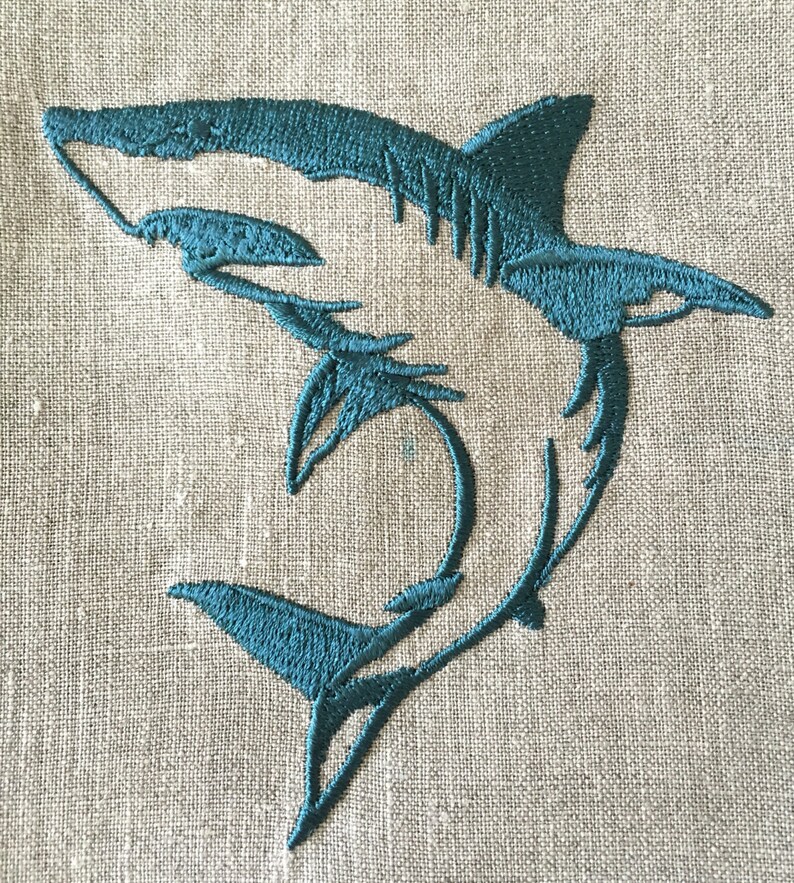 Tea Towel Guest Towel or Hand Towel Embroidered Shark on - Etsy