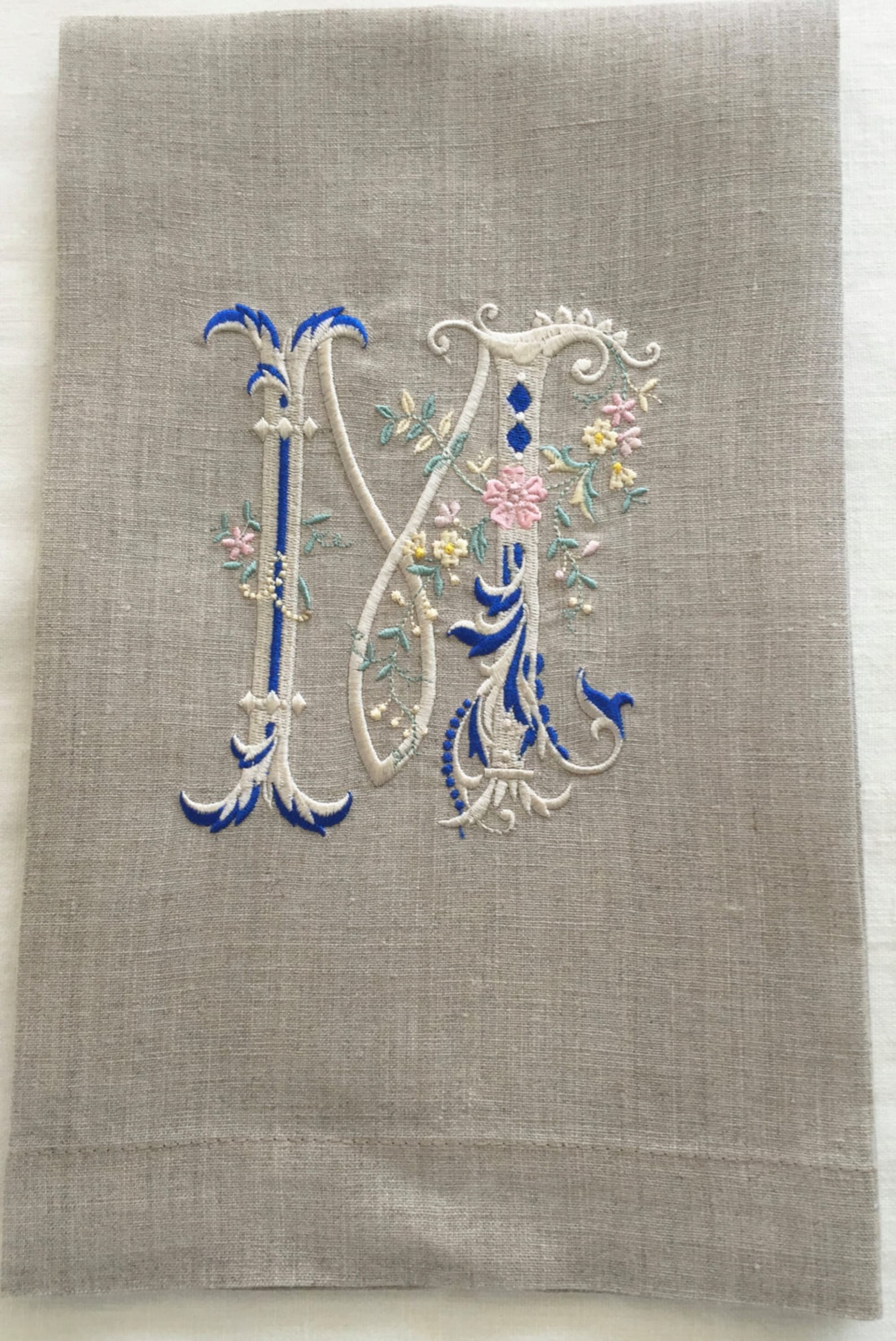 Monogram Tea Towel, Guest Towel, Hand Towel. Elegantly Embroidered on ...