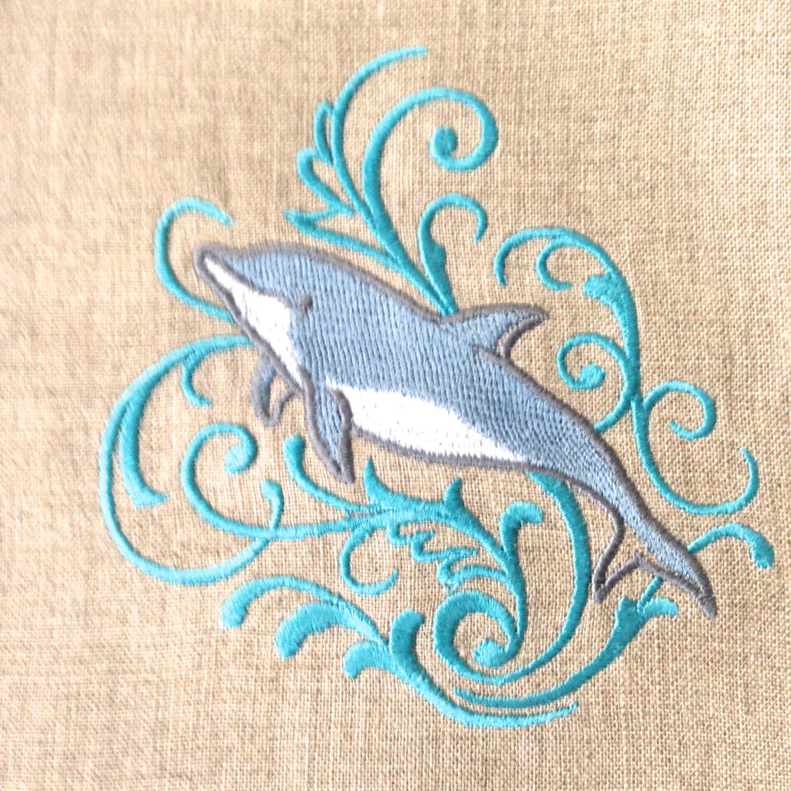 Embroidered Dolphin Tea Towel Guest Towel Hand Towel on | Etsy