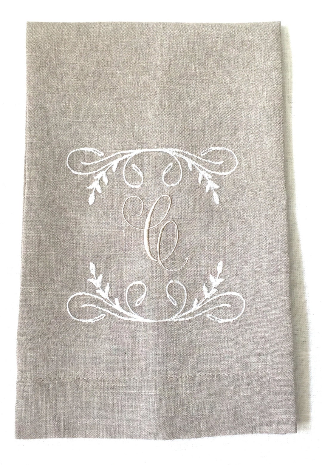 Monogrammed Tea Towel or Guest Towel Embroidered on Linen. Hostess Gift ...