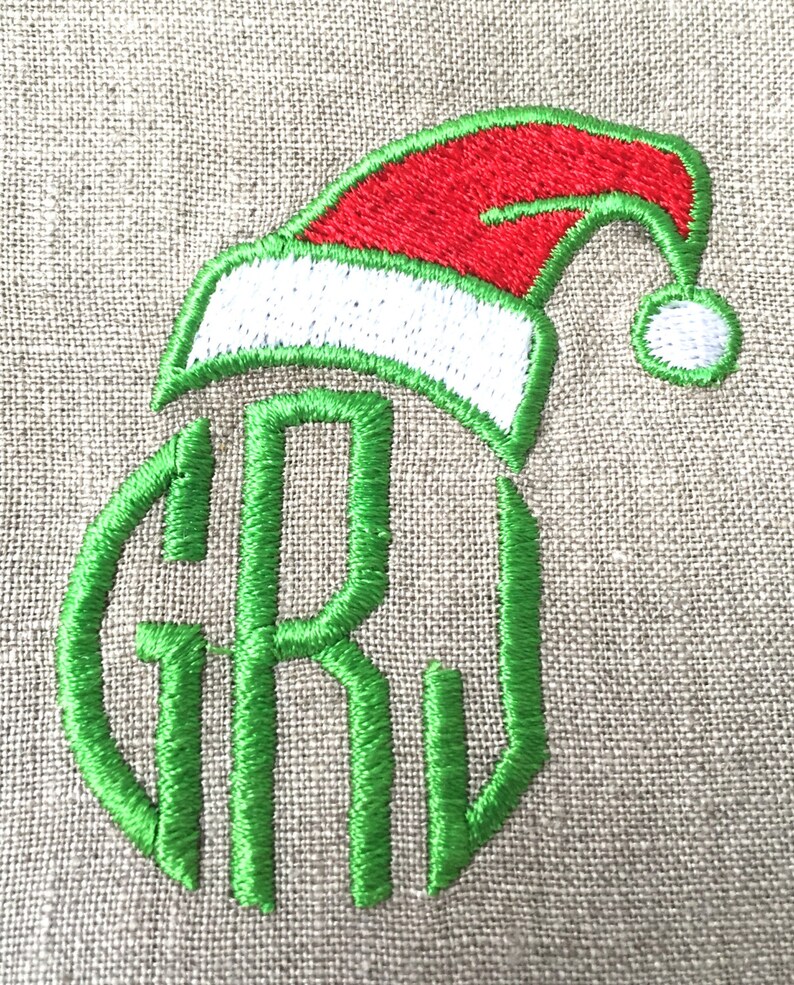 Monogram Embroidered Santa Hat Tea Towel or Guest Towel. - Etsy