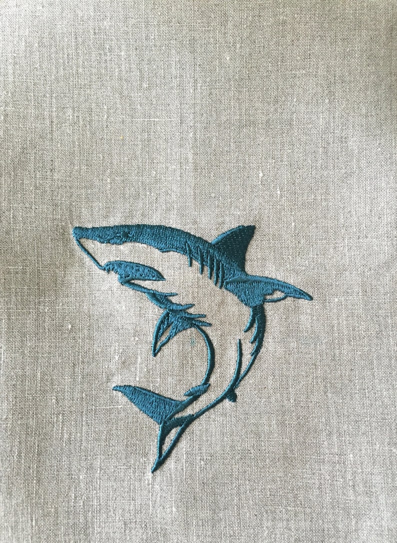 Tea Towel Guest Towel or Hand Towel Embroidered Shark on - Etsy