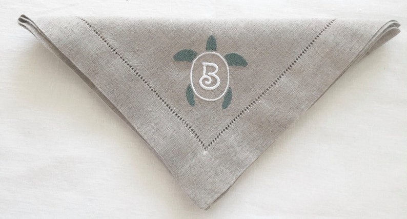 Personalized Napkins. Embroidered Linen Napkins Sea Turtle Monogram ...