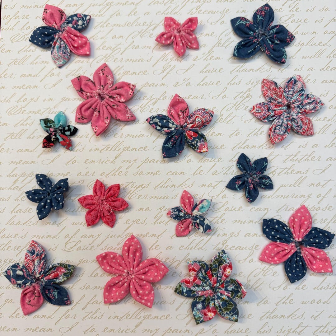 Handmade Fabric Flower Set – Kanzashi & Yo-yo Style, Junk Journal ...