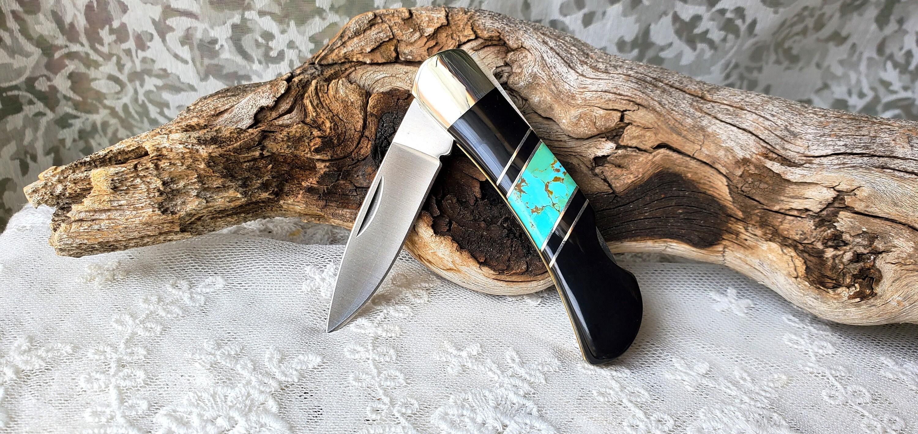 Turquoise Inlay Folding Knife - Etsy