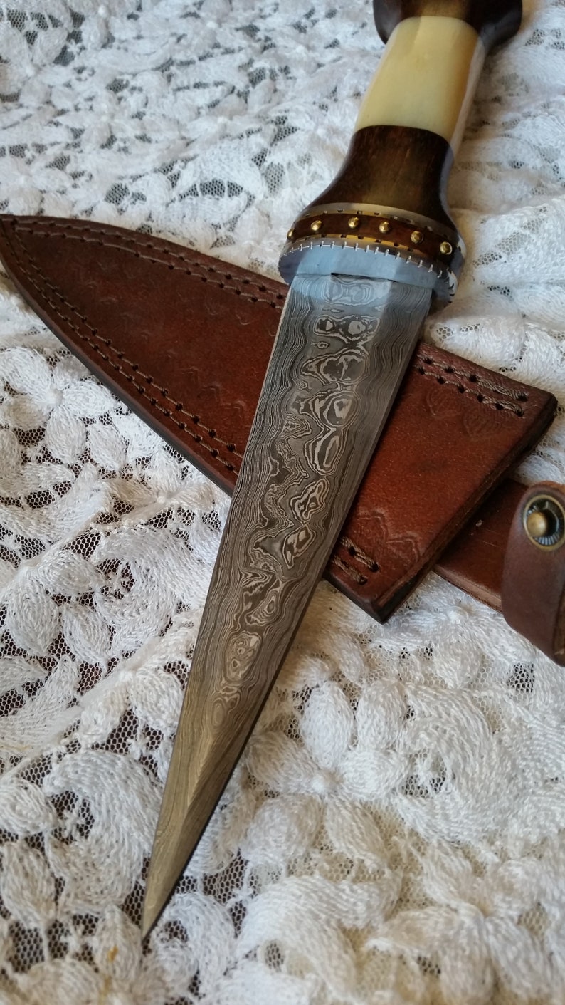 Damascus Steel Double-Edged Dagger 12 3/8 Long 7 | Etsy