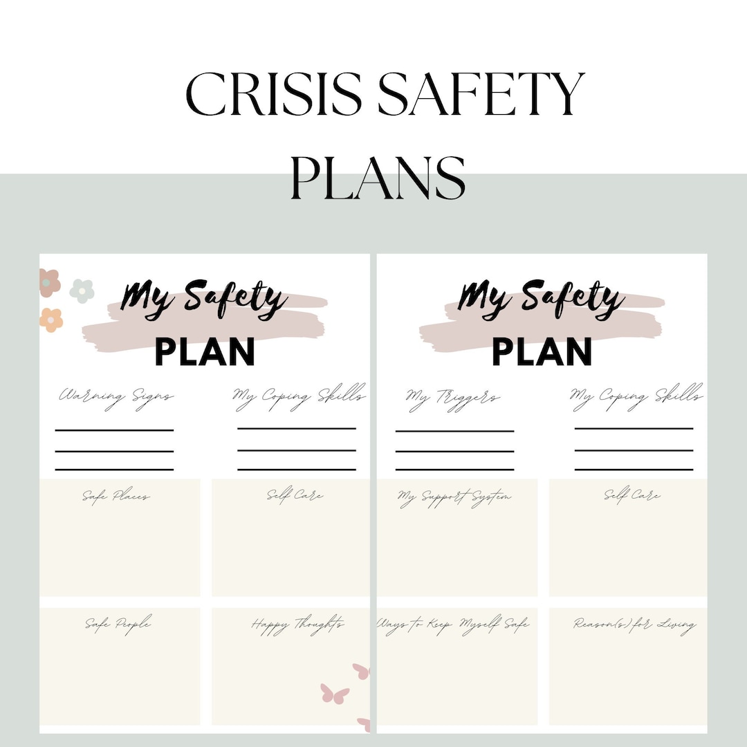 Crisis Safety Plan Worksheet Instant Download, Fillable Therapy ...