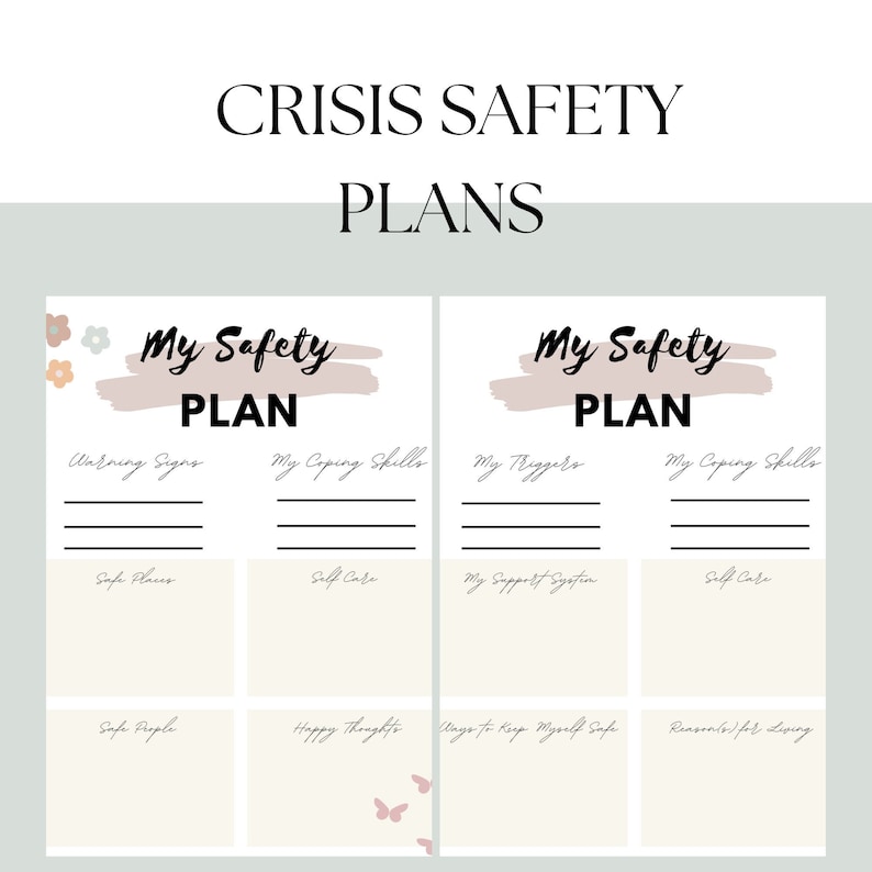 Crisis Safety Plan Worksheet Instant Download, Fillable Therapy ...