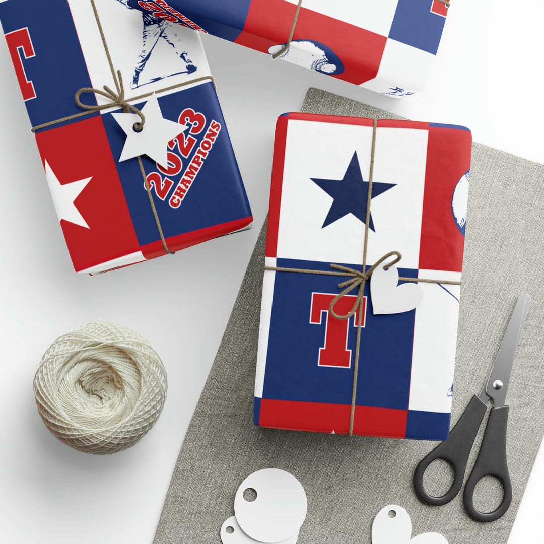 Texas Baseball Wrapping Paper, Blue and Red - Etsy