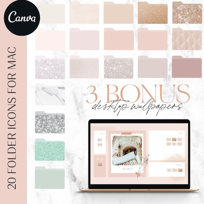 Feminine Pastel Organizer Desktop Wallpaper - Etsy