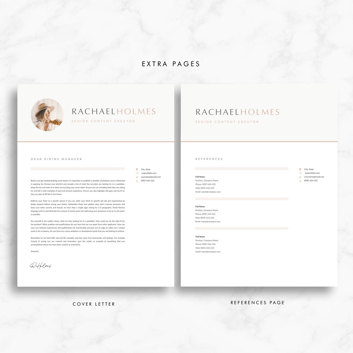 Rose Gold Resume Template for Canva Simple CV Cover Letter - Etsy Australia