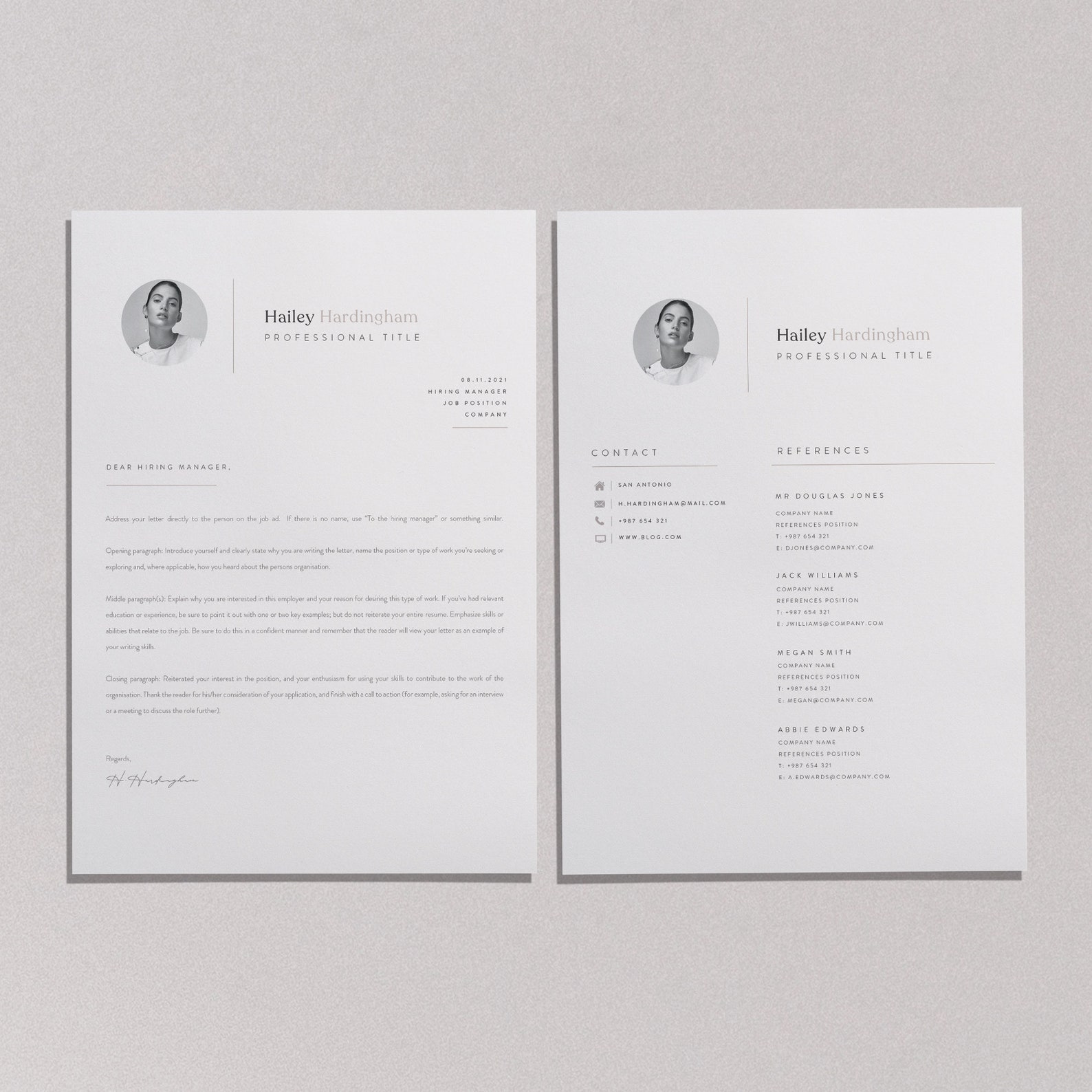 One Page Resume Template Instant Download, Cv Template Professional ...