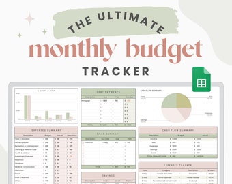 Monthly Budget Spreadsheet for Google Sheets Digital Budget Planner ...