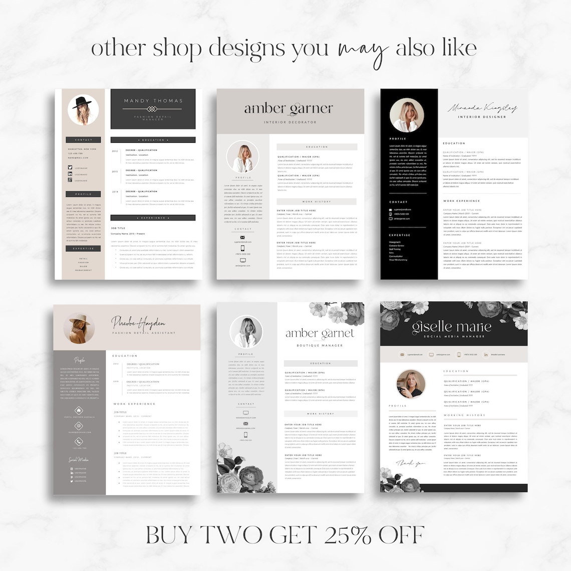 Resume Template for Canva 2 Page CV Template Cover Letter | Etsy