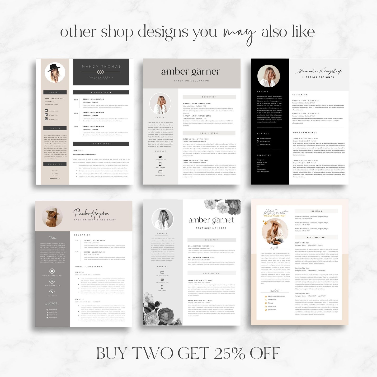 Pretty Resume Template for Pages, Canva and Word 'florist' Application ...