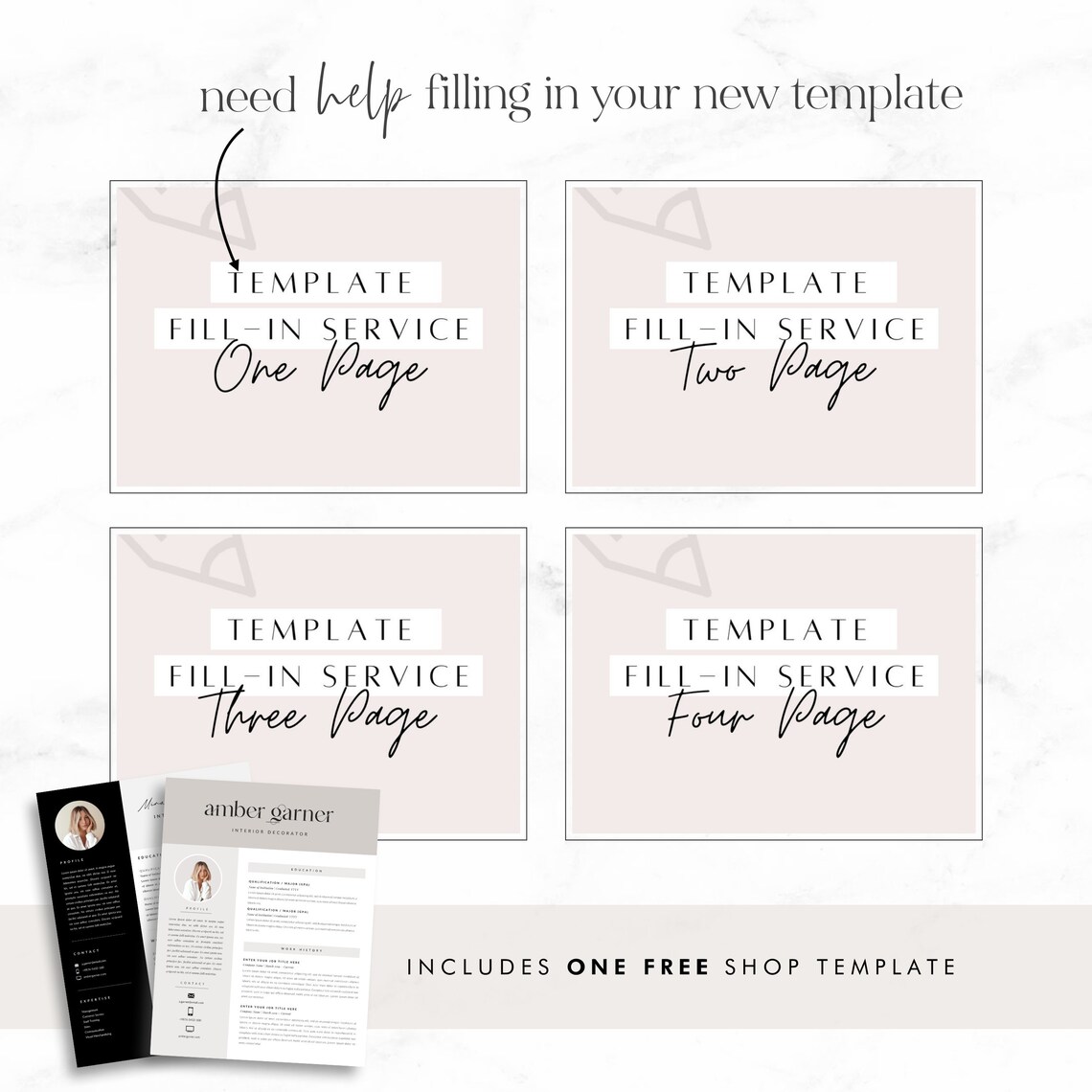 One Page Resume Template Instant Download Cv Template - Etsy