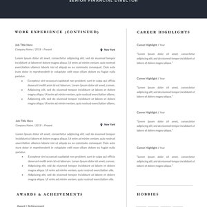 Resume Template 2 Page | Navy Blue CV Template + Cover Letter for Word ...