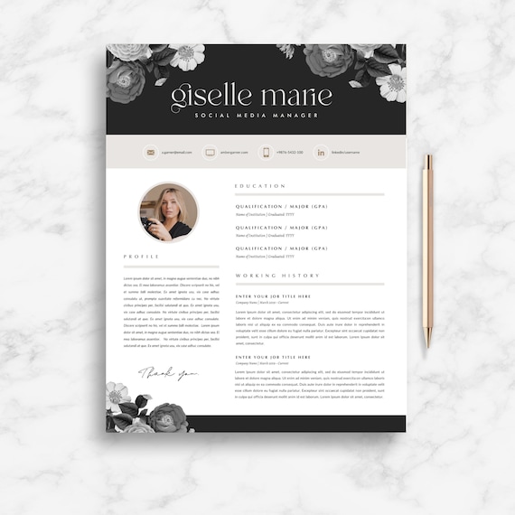 Resume Template for Canva 2 Page CV Template Cover Letter | Etsy