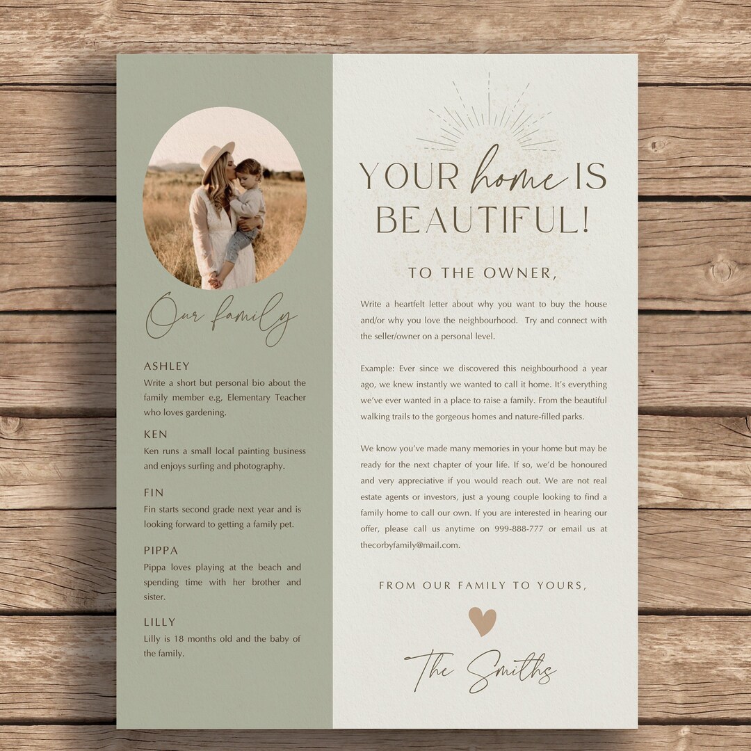Bohemian Olive Design Home Love Letter Template for Canva | Boho We ...
