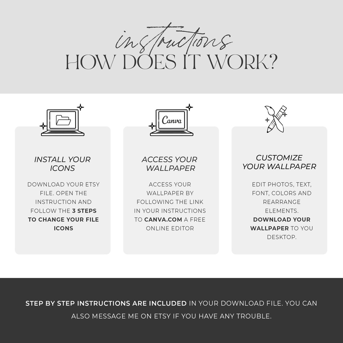 Monochrome Desktop Folder Icons for Mac & Windows Greyscale - Etsy