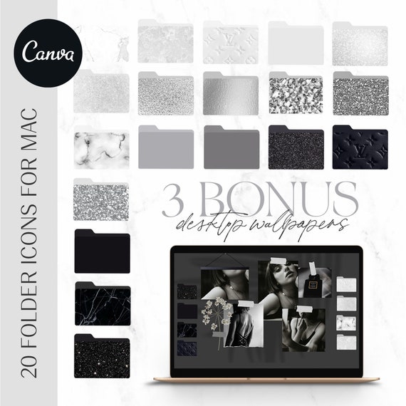 Monochrome Desktop Folder Icons for Mac & Windows Greyscale - Etsy