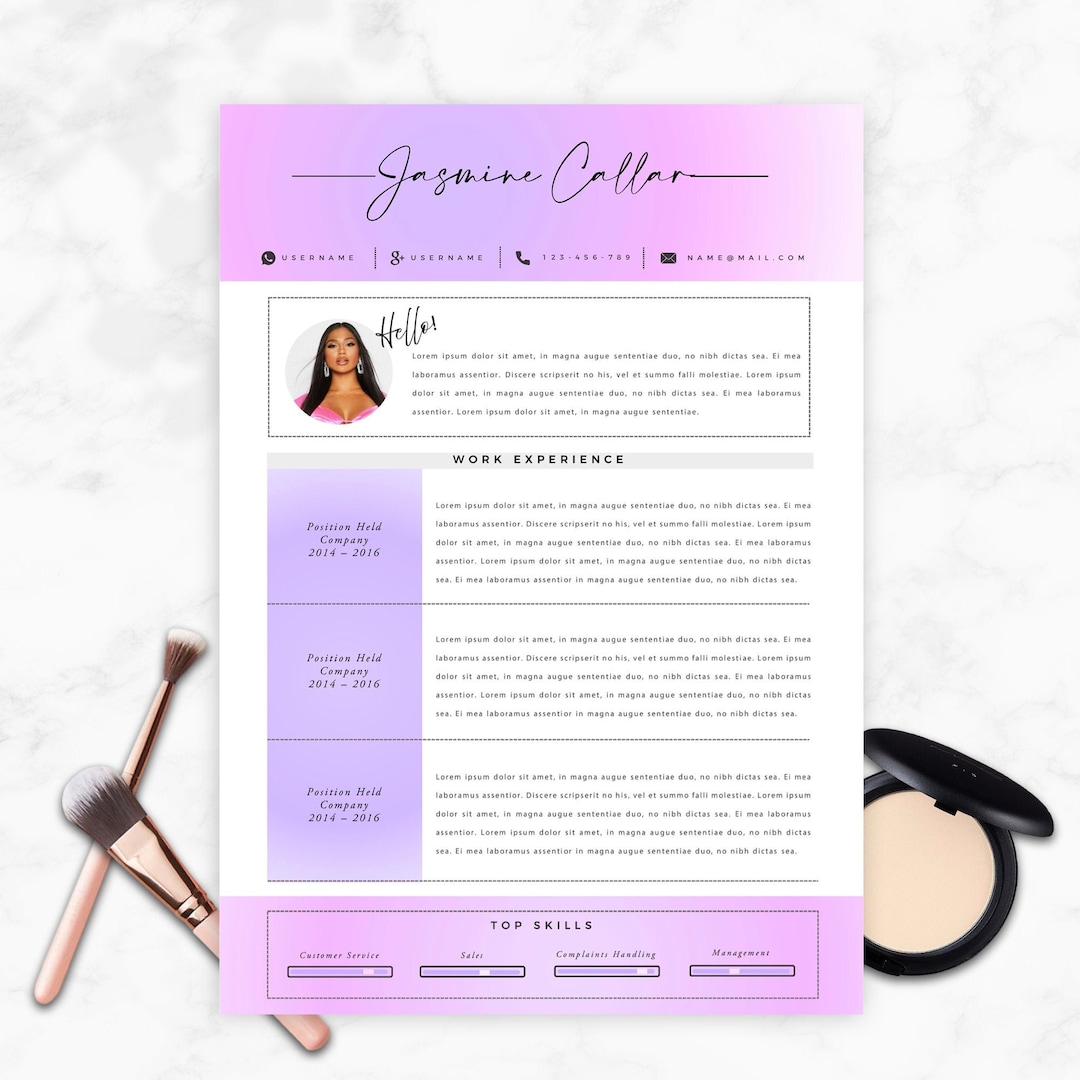 Fashion & Beauty Resume Template for Word | CV Template With Cover ...