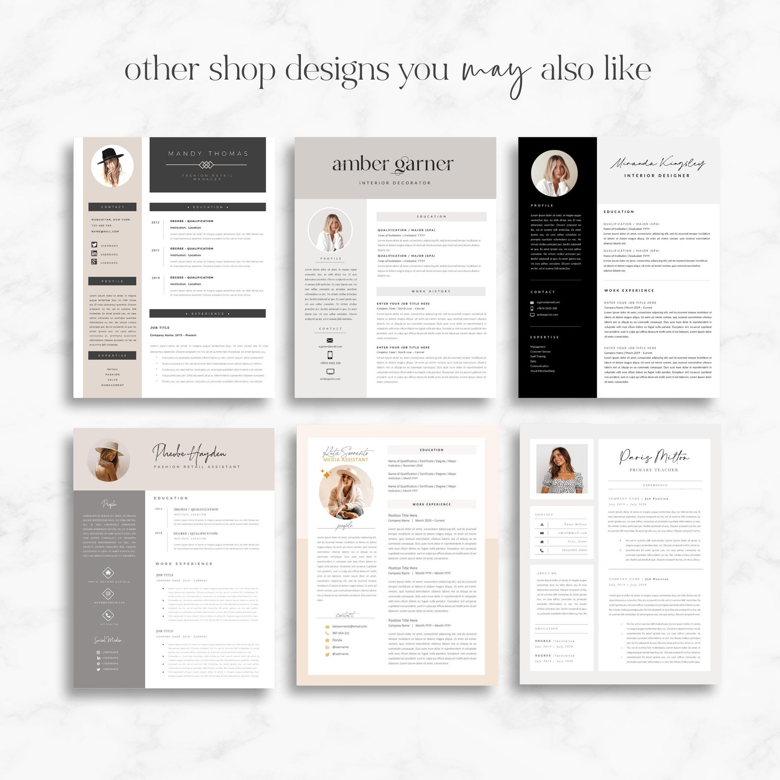 One Page Resume Template Instant Download, Cv Template Professional ...