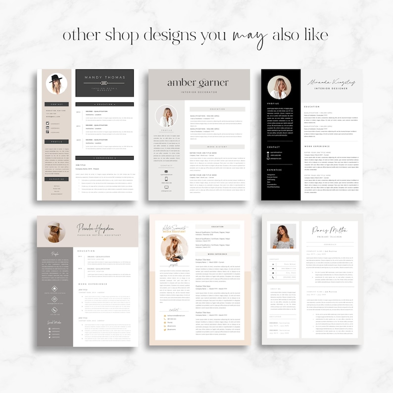 One Page Resume Template Instant Download Cv Template - Etsy
