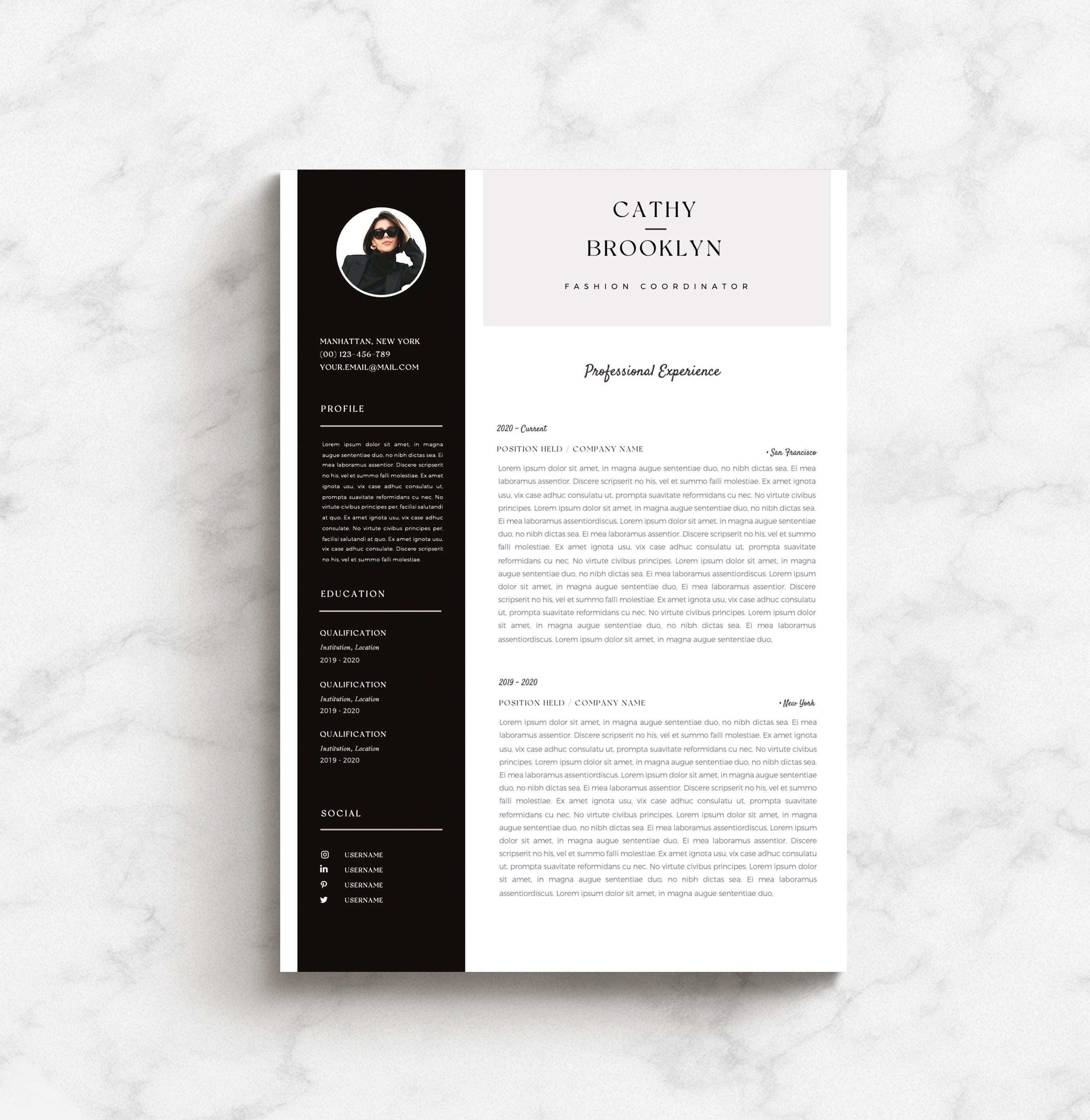 Resume Template 3 Page CV Template Cover Letter for MS Word Instant ...