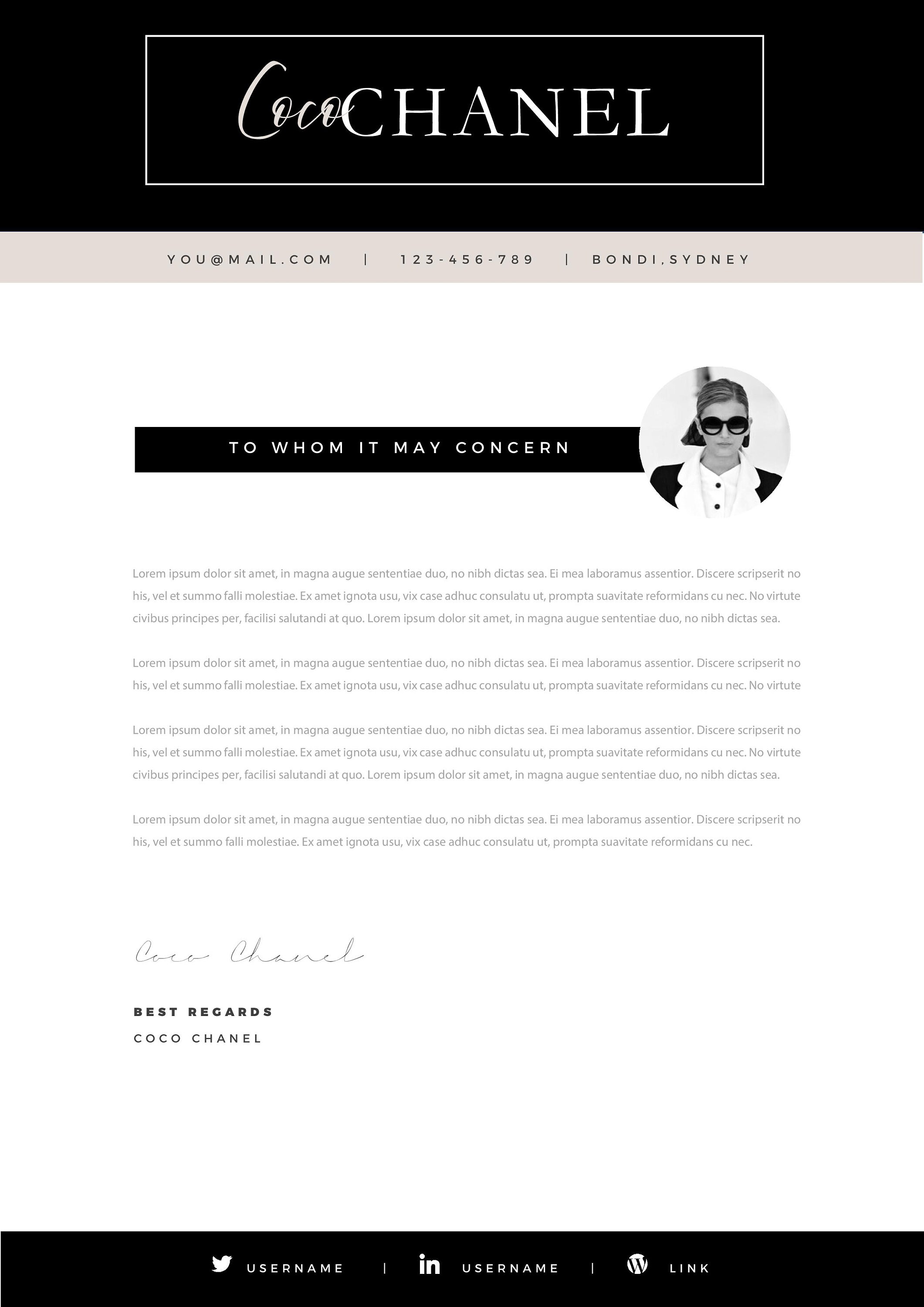 Resume Template 3 page Coco Chanel CV Template | Etsy