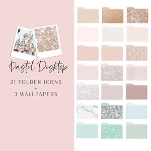 Cute Desktop Folder Icons for Mac & Windows, Pretty Girly Aesthetic ...