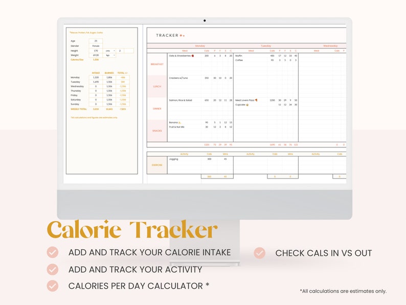 Weight Loss & Fitness Tracker Spreadsheet for Google Sheets | Habit ...