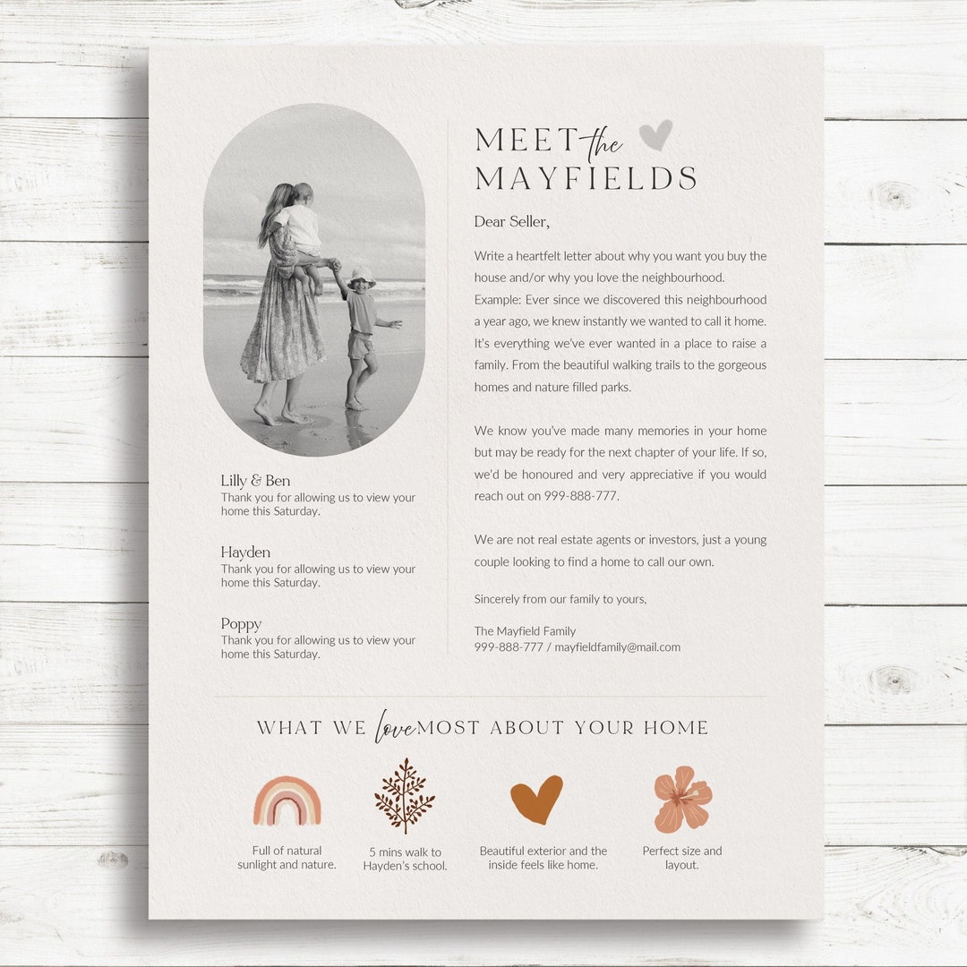 Boho Design Home Buyer Letter Template for Word | Family Real Estate ...