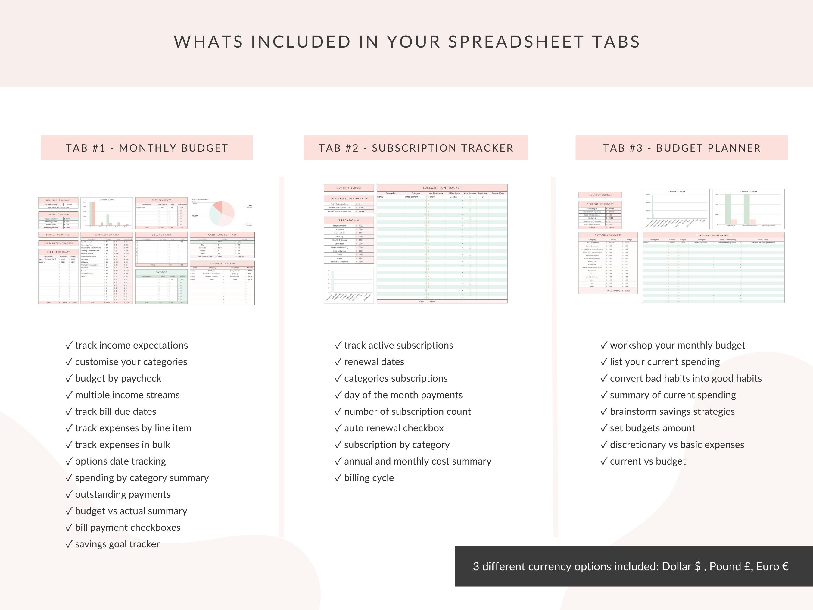 Mint Monthly Budget Spreadsheet for Google Sheets Digital Budget ...