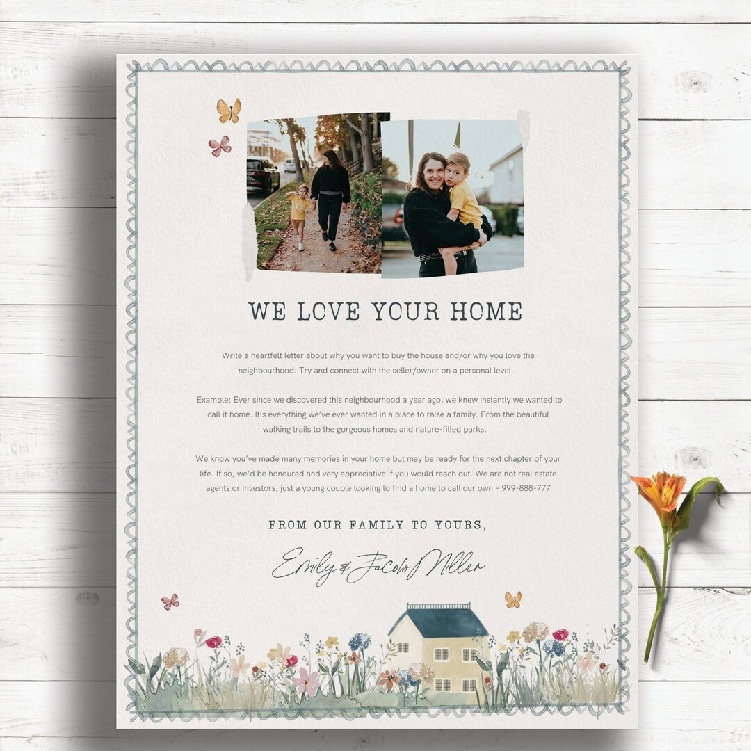 Floral Home Love Letter Template | Home Offer Template for Canva | Real ...